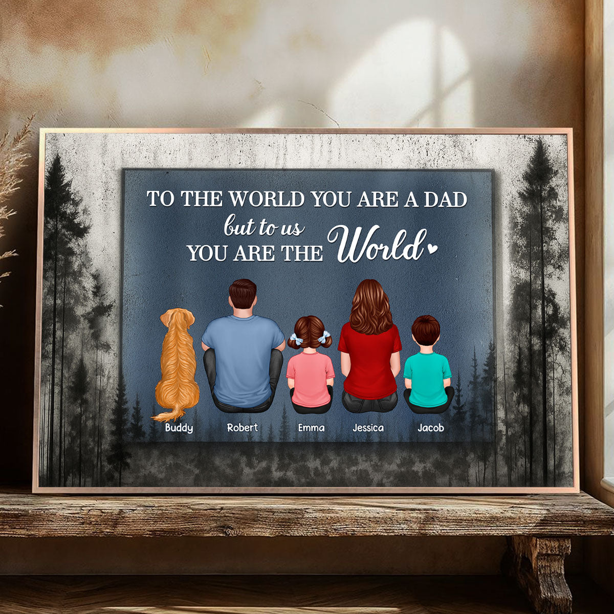 Family Vintage Blue Forest Personalized Poster, Family Gift, Father's ...