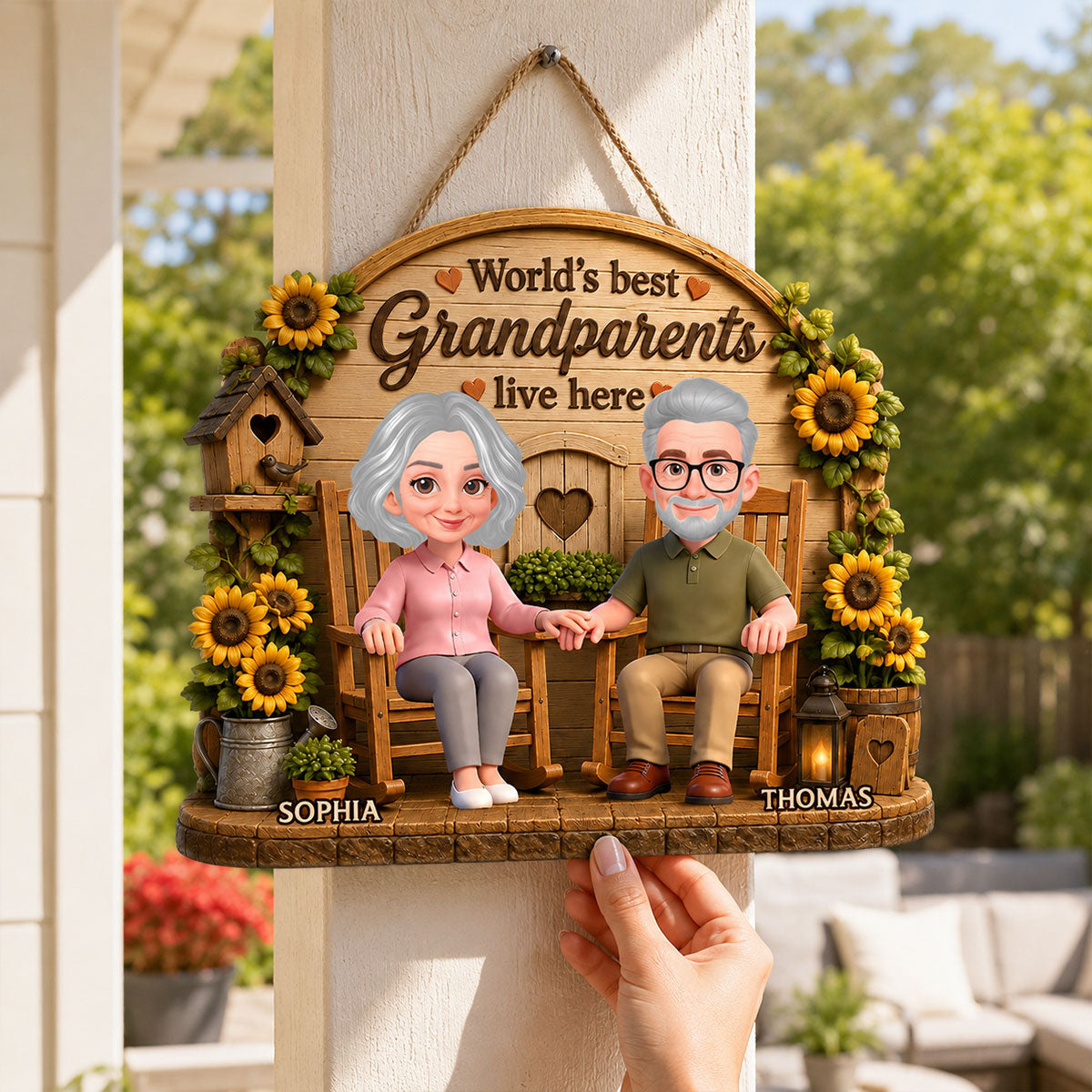 World's Best Grandparents Live Here - Personalized Wood Sign - Gift Fo ...