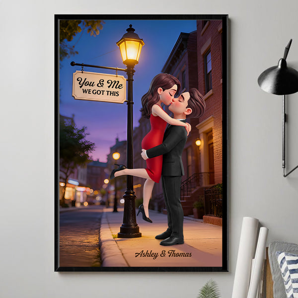 Eternal Love Couple Hugging Kissing Under Street Lamp Post - Personali ...