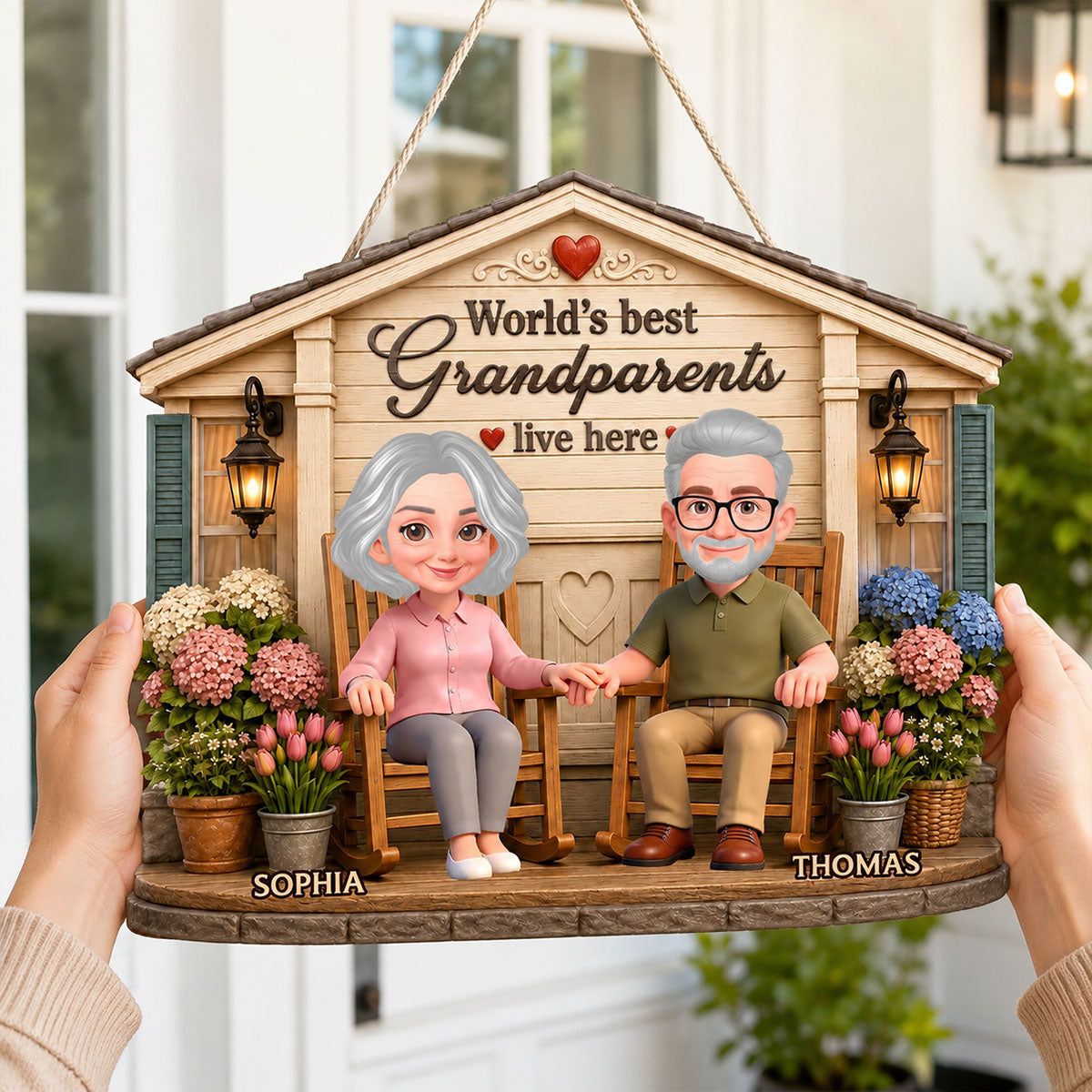 World's Best Grandparents Live Here - Personalized Wood Sign - Gift Fo ...