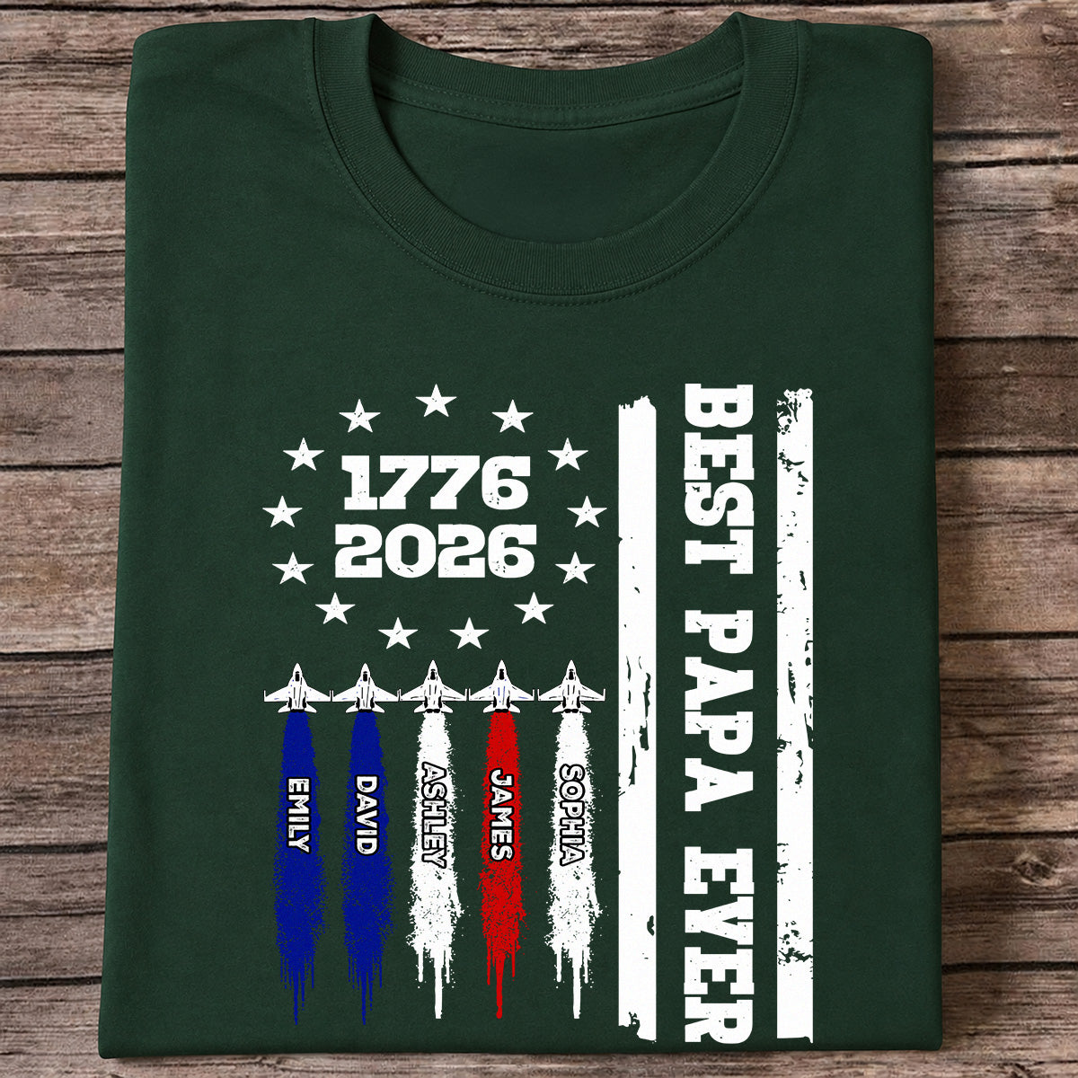 Best Dad Grandpa Ever Jets Smoke Custom Kid Name - Personalized Shirt ...