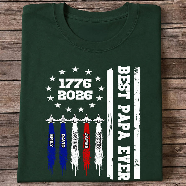 Best Dad Grandpa Ever Jets Smoke Custom Kid Name - Personalized Shirt ...