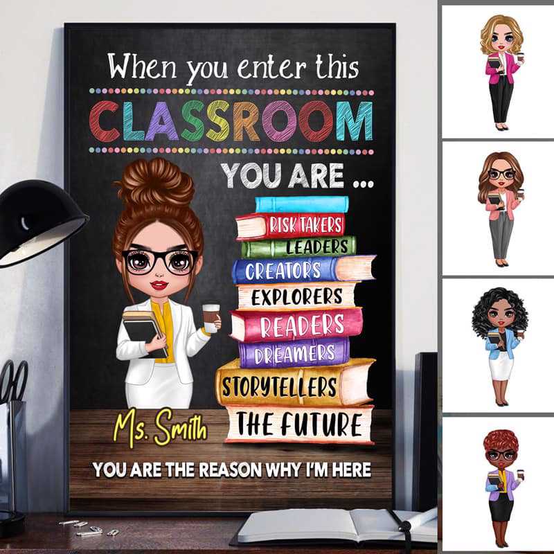 When You Enter This Classroom Doll Teacher Pile Of Books Personalized ...