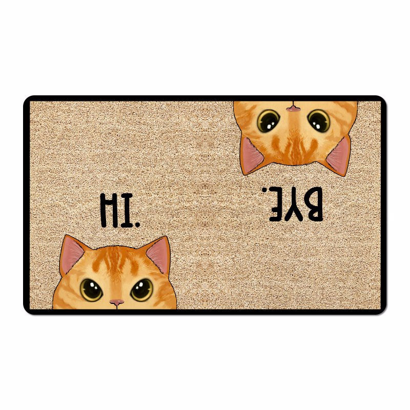 Hi Bye Half Face Cats Personalized Doormat - TrendingCustom