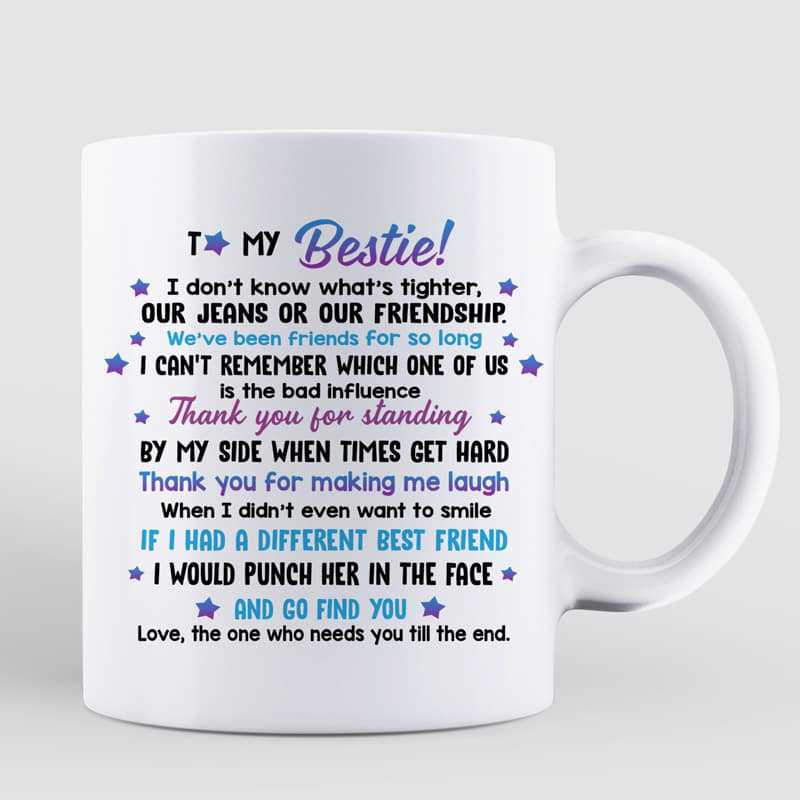 Modern Girls Front View To My Bestie Personalized Mug (3 Besties ...