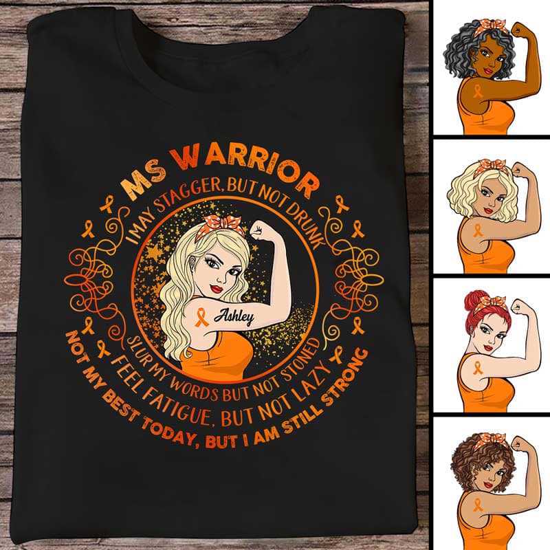 MS Warrior Strong Woman Personalized Shirt - TrendingCustom™️