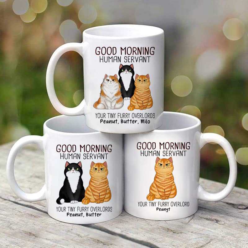 Angry Cats Good Morning Human Servant Personalized Mug - TrendingCustom™️