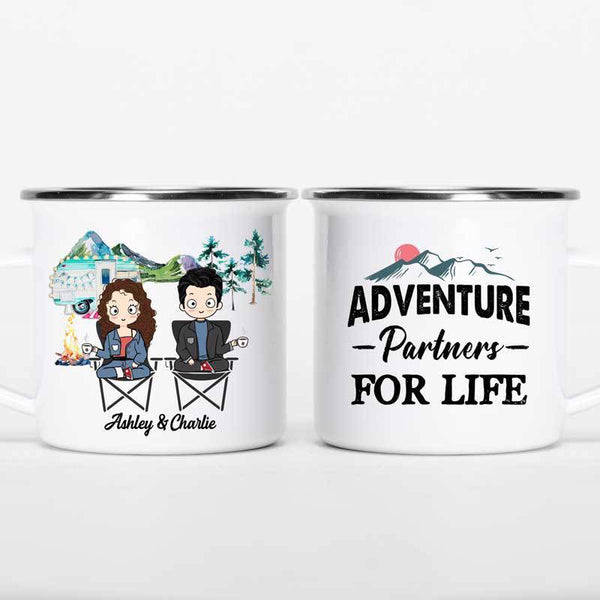 Adventure Partners For Life Chibi Couple Personalized Campfire Mug ...