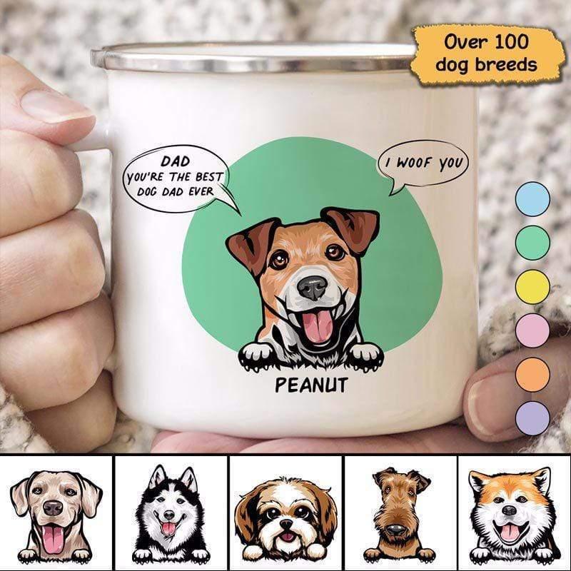 Peeking Dog Text Box Personalized Campfire Mug - TrendingCustom™️