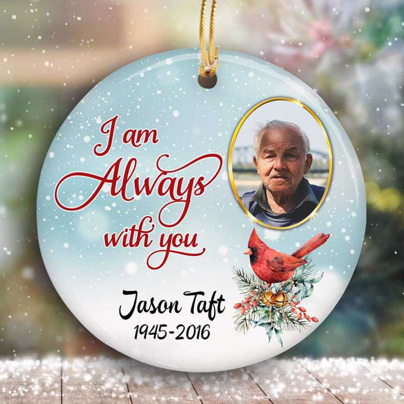 Memorial Christmas Background Photo Personalized Circle Ornament ...