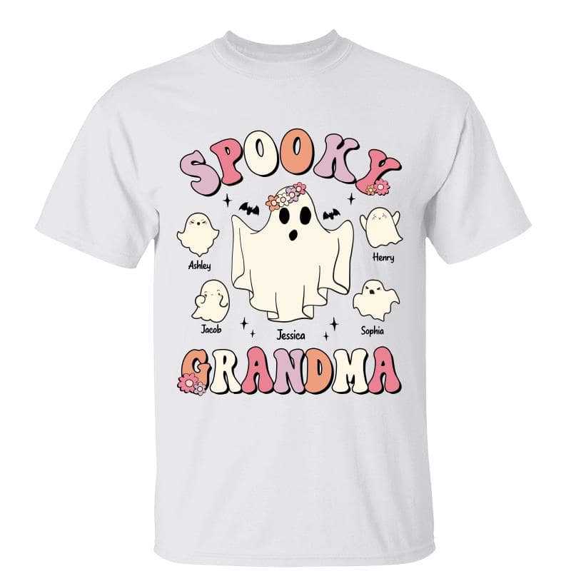 Spooky Grandma Mom Auntie Cute Ghost Personalized Shirt - TrendingCustom™️