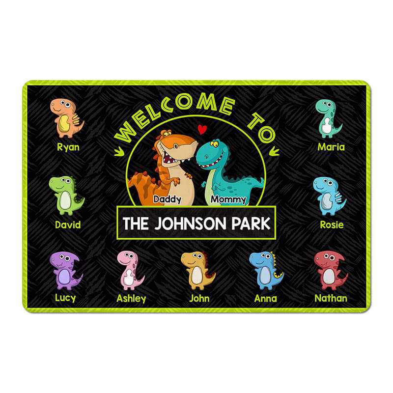 Dinosaur Family Personalized Doormat - TrendingCustom™️