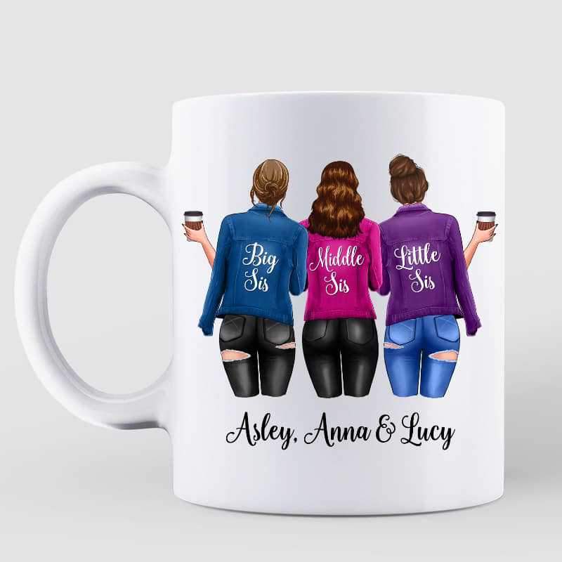 Denim Jacket Sisters Personalized Mug - TrendingCustom