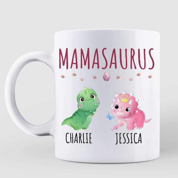 Mamasaurus Cute Little Dinosaurs Personalized Coffee Mug ...