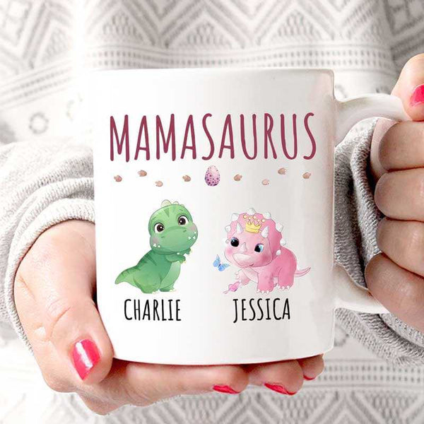 Mamasaurus Cute Little Dinosaurs Personalized Coffee Mug ...