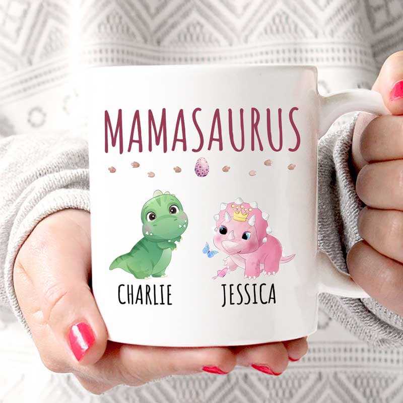 Mamasaurus Cute Little Dinosaurs Personalized Coffee Mug ...