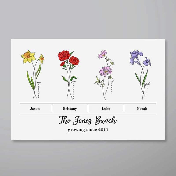 Birth Month Flower Family Personalized Horizontal Poster - TrendingCustom™️