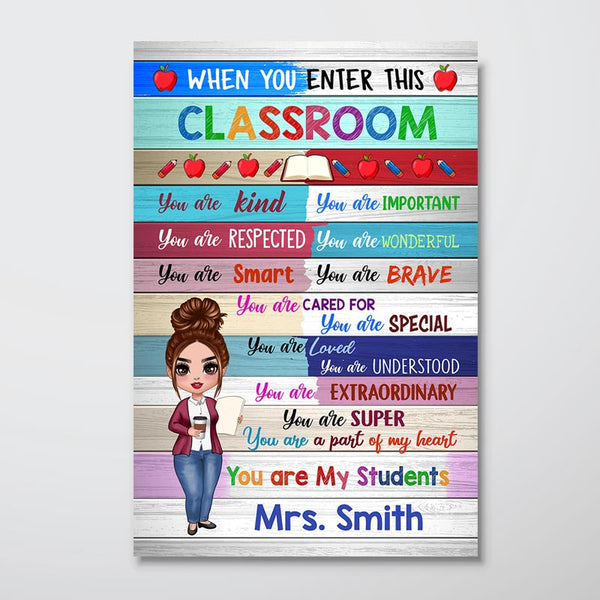 Doll Teacher Colorful Classroom Welcome Personalized Vertical Poster ...